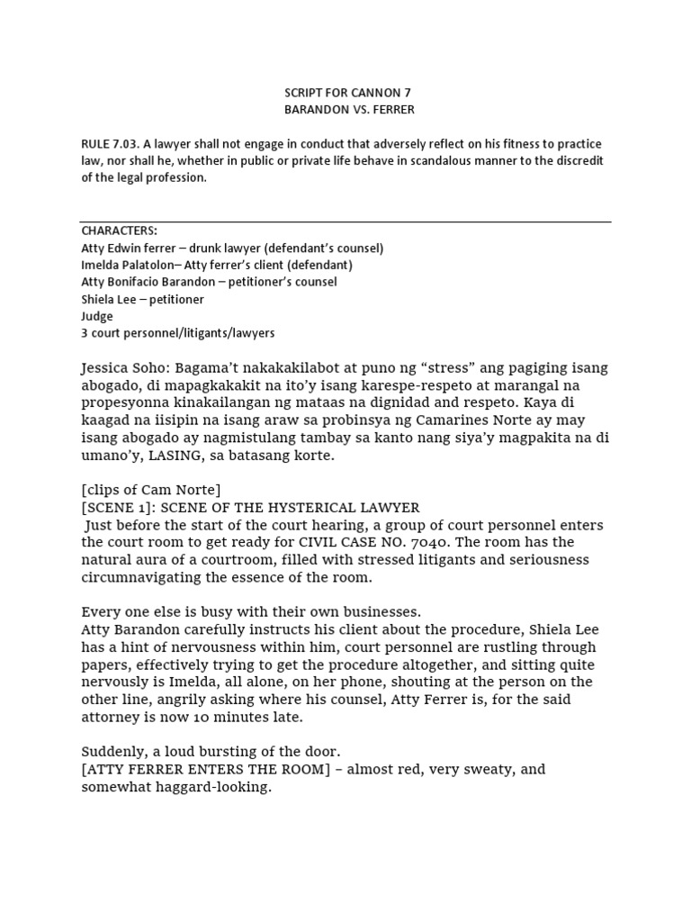 Script For Cannon 7 | PDF | Lawyer | Judge
