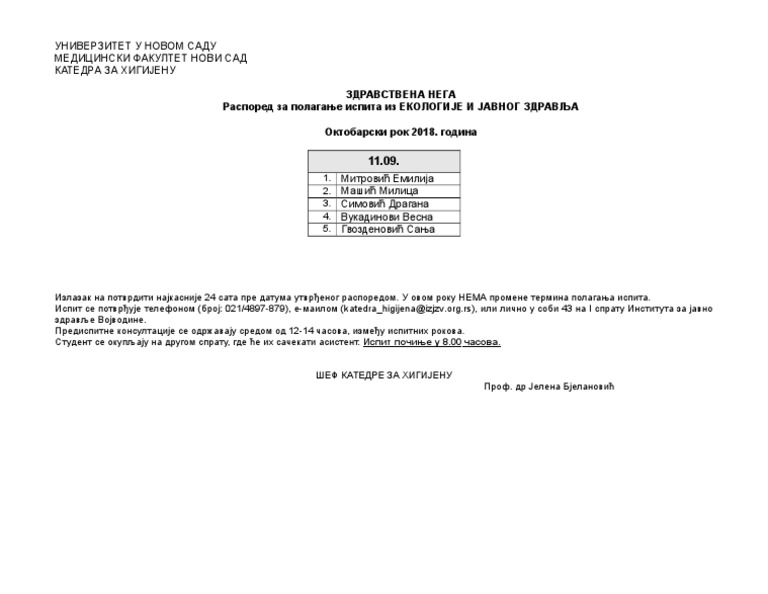 Ispit - Ekologija I Javno Zdravlje | PDF