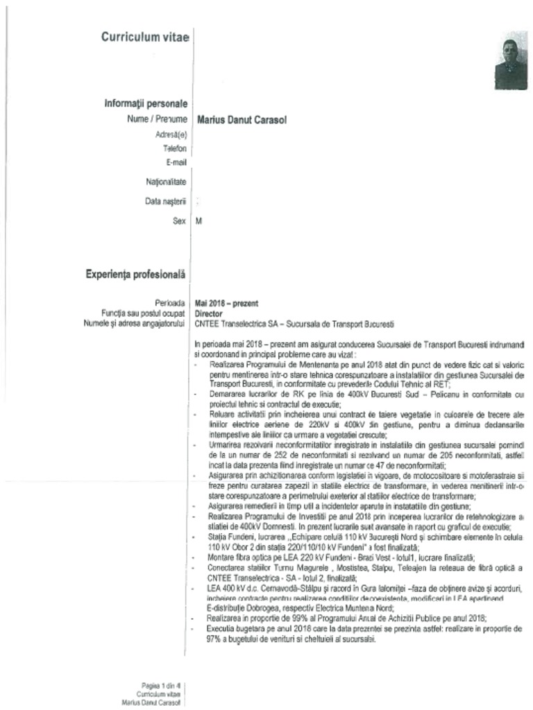 CV Marius Carașol | PDF