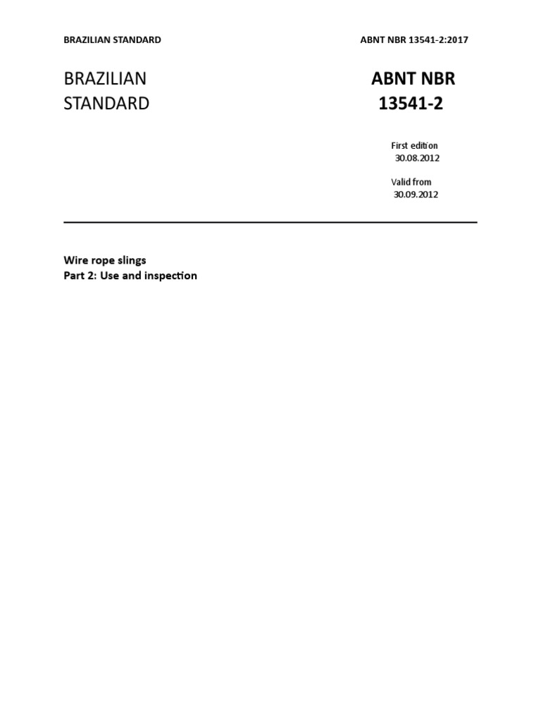 ABNT NBR 13541-2: Wire Rope Sling Use | PDF | Galvanization | Rope