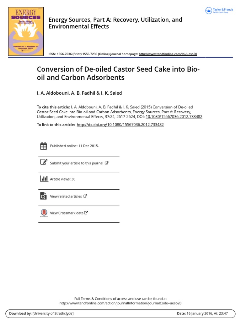 Conversion of De-Oiled Castor Seed Cake Into Bio-Oil and Carbon ...