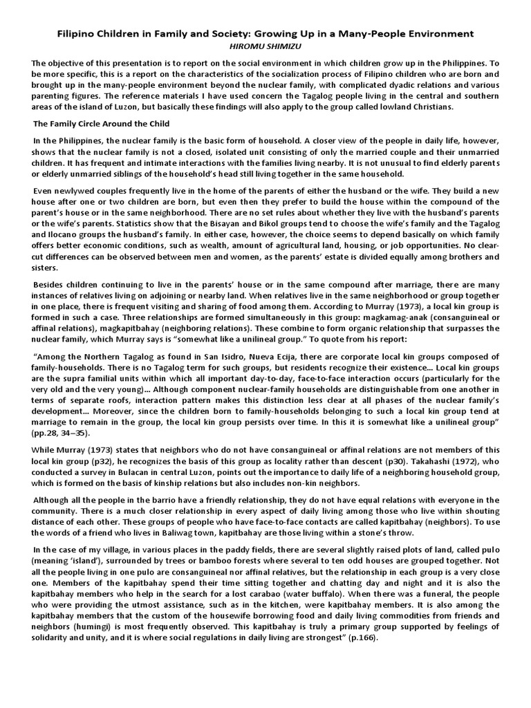 Filipino Children in Family and Society | PDF | Godparent | Kinship