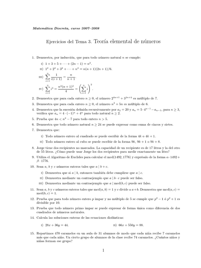 Ejercicios Matematica Discreta | PDF | Aritmética | Conceptos matemáticos