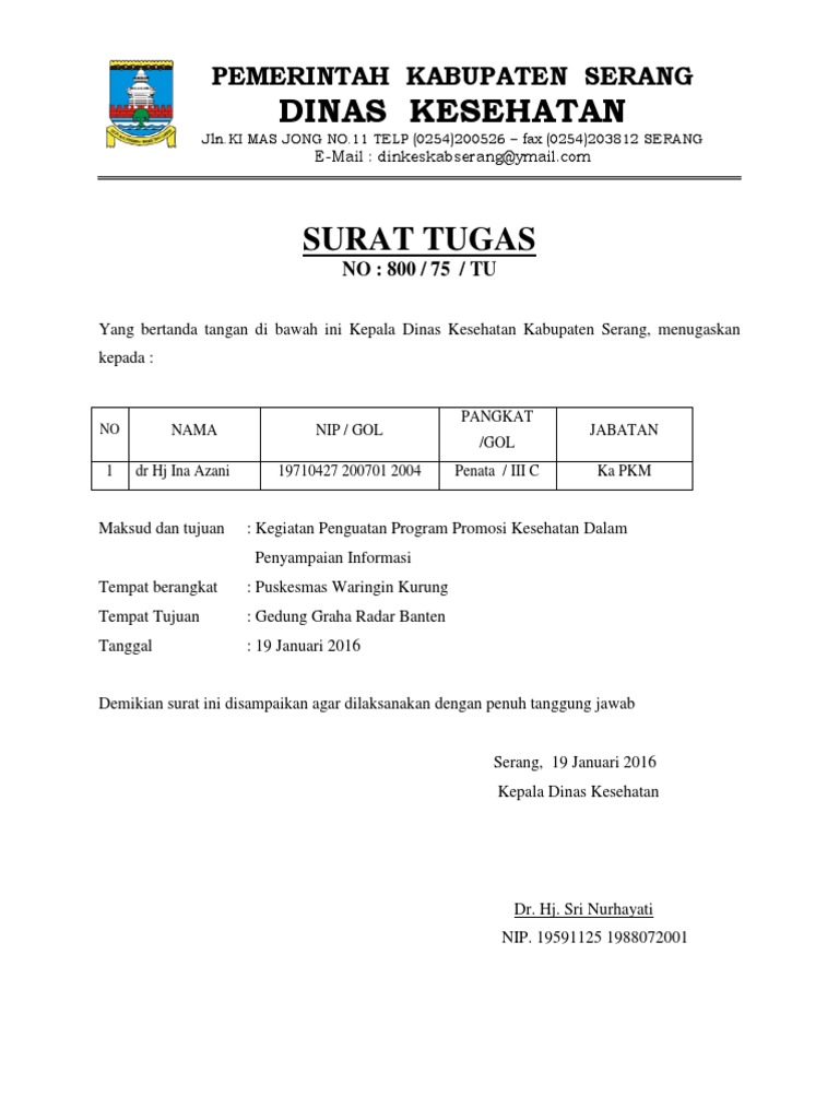 Surat Tugas Dinas | PDF