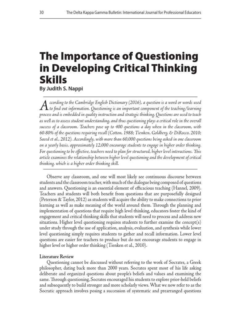 The Importance of Questioning 2aqkc5j | PDF | Critical Thinking ...
