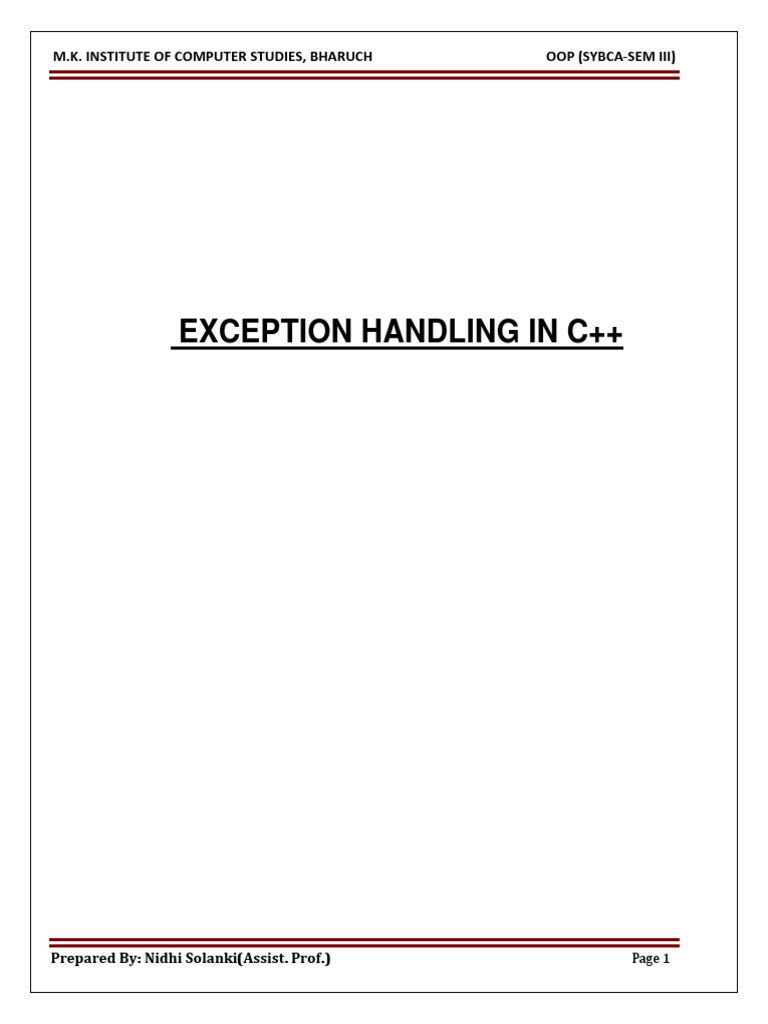 Exception Handling in C++ | PDF | Parameter (Computer Programming) | Integer (Computer Science)