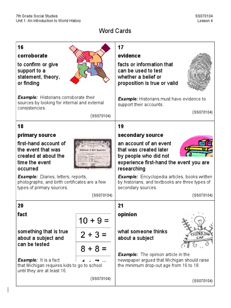 Lesson 4 - Word Cards | PDF | Primary Sources | Epistemology