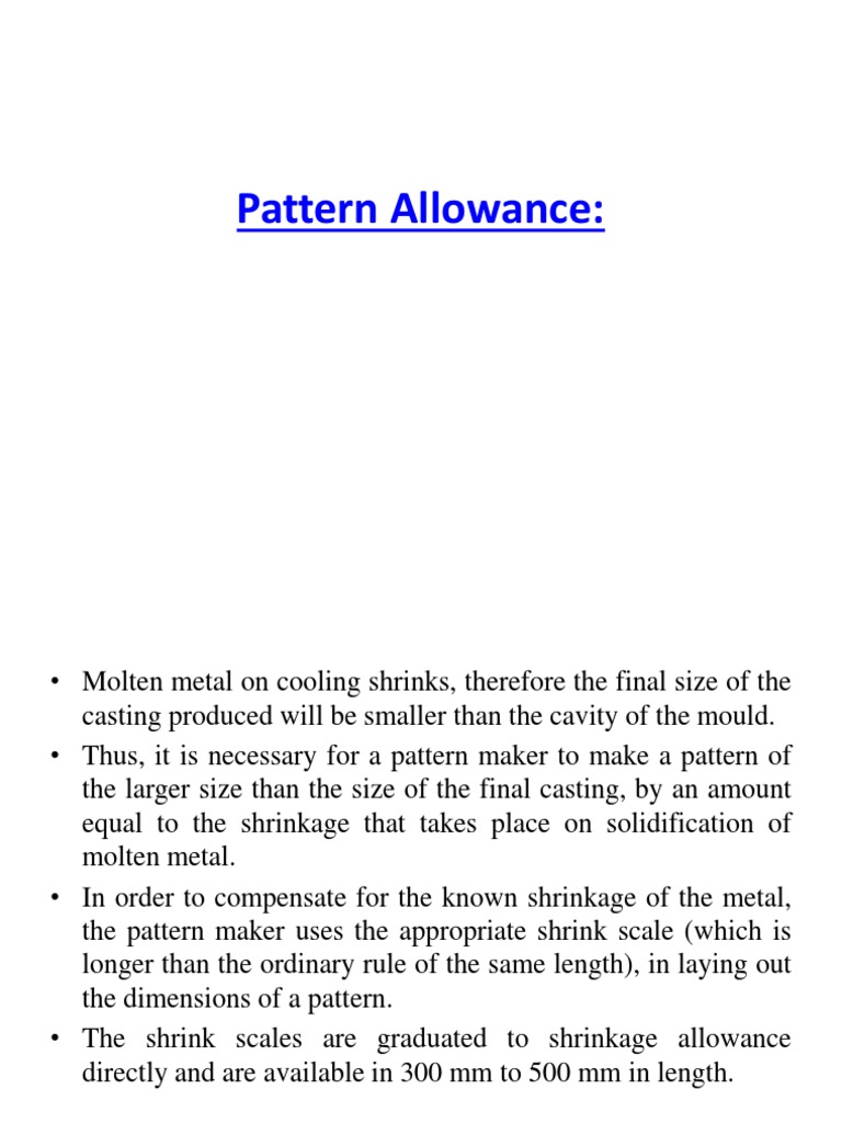 Pattern Allowance | PDF | Casting (Metalworking) | Industrial Processes