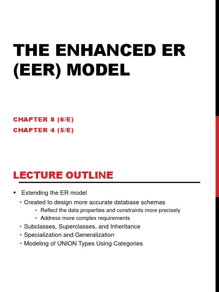 The Enhanced Er (Eer) Model: CHAPTER 8 (6/E) CHAPTER 4 (5/E) | PDF | Inheritance (Object ...