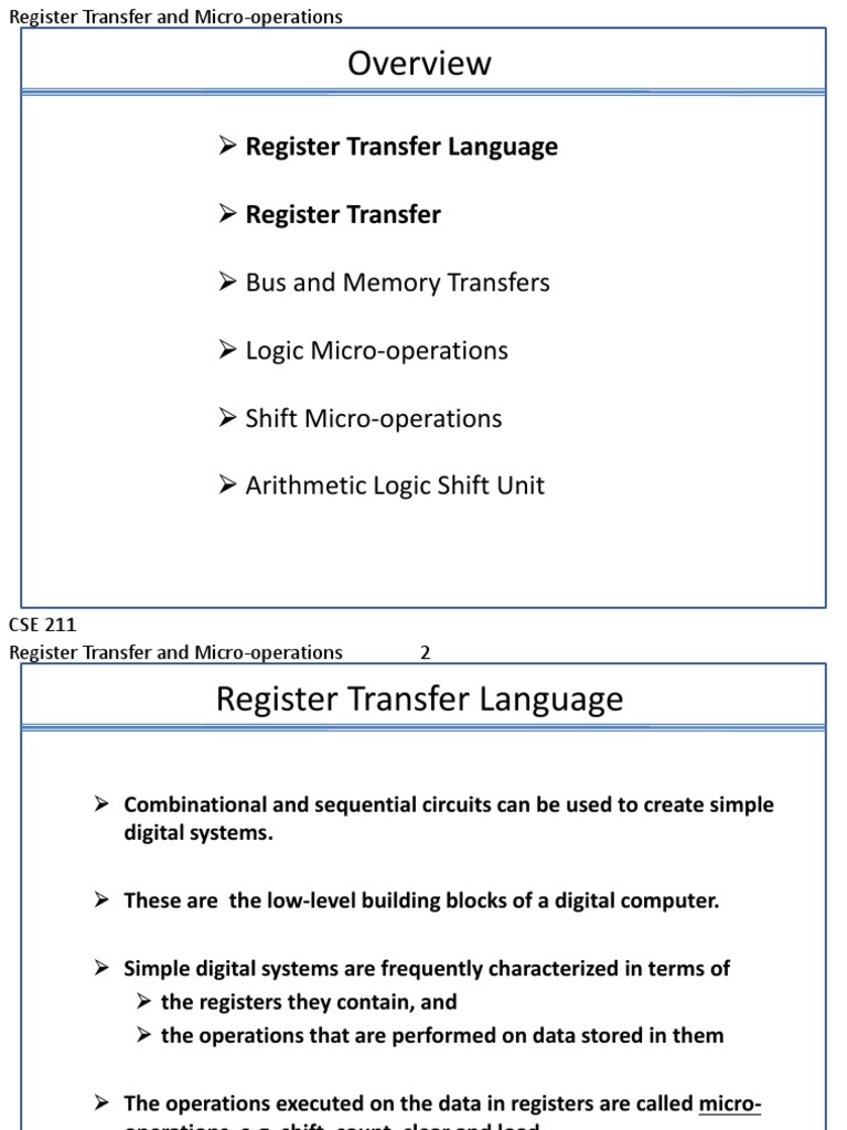 Register Transfer Language Register Transfer Bus and Memory Transfers ...