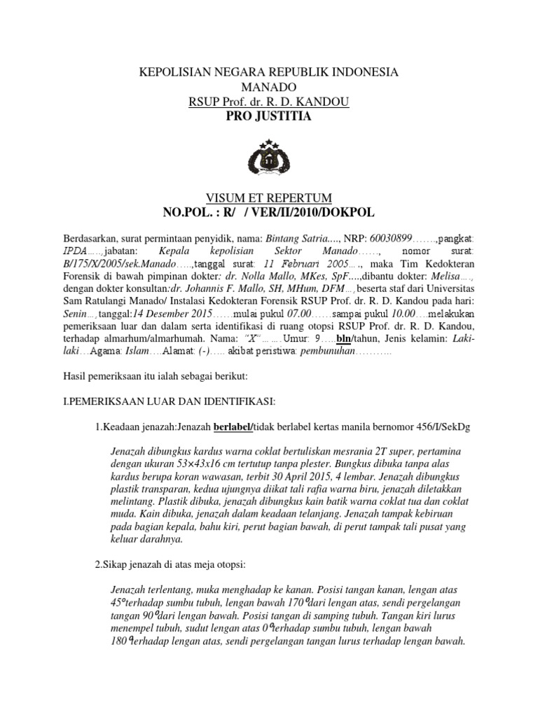 Contoh Visum Jenazah | PDF