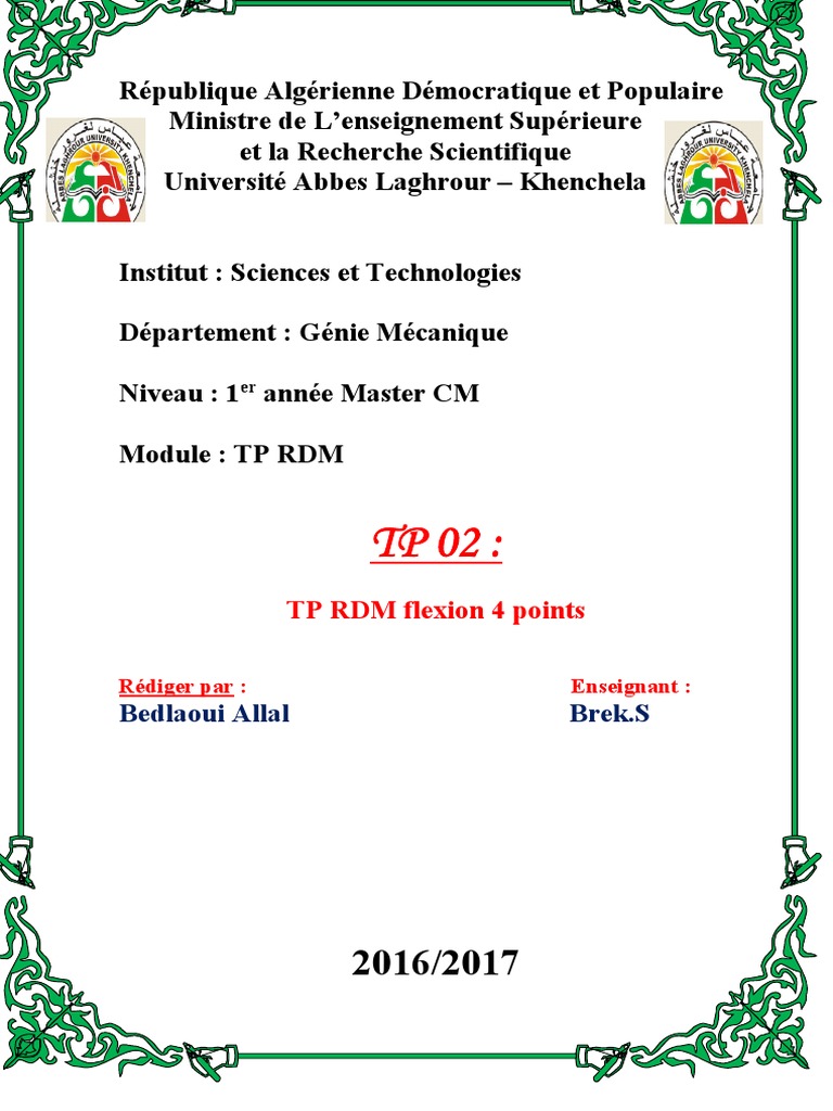TP RDM Flexion 4 Point | PDF | Sciences et mathématiques