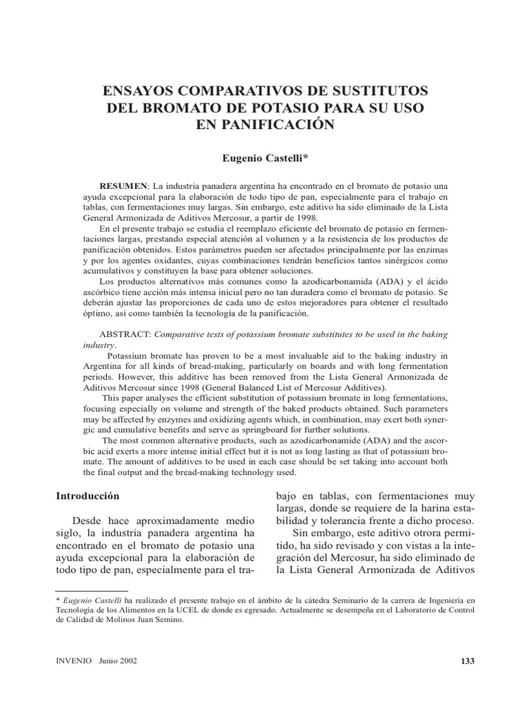 Uso del bromato de potasio en pan | PDF | Panes | Alimentos