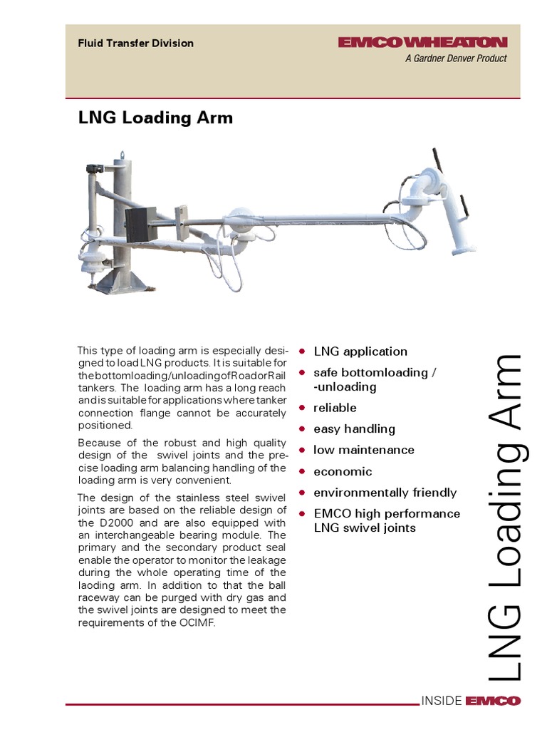 LNG Loading Arm Specifications and Features | PDF | Gas Technologies ...