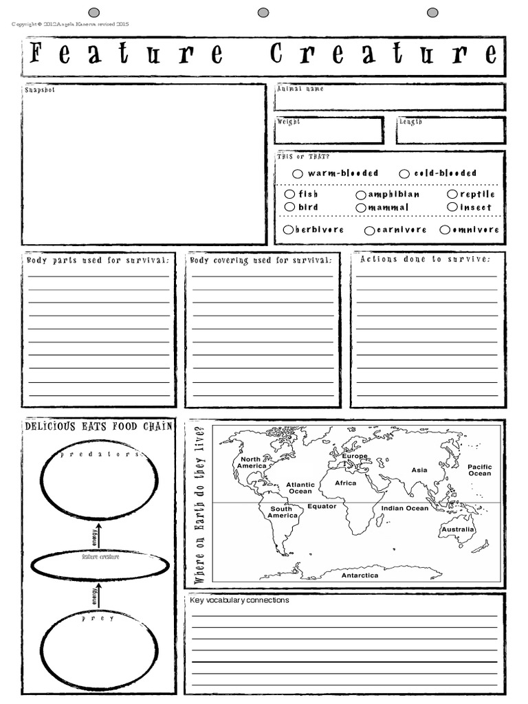 Feature Creature Worksheet | PDF | Learning | Cognition