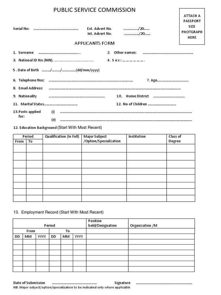 PSC General Summary Form - Applicants | PDF
