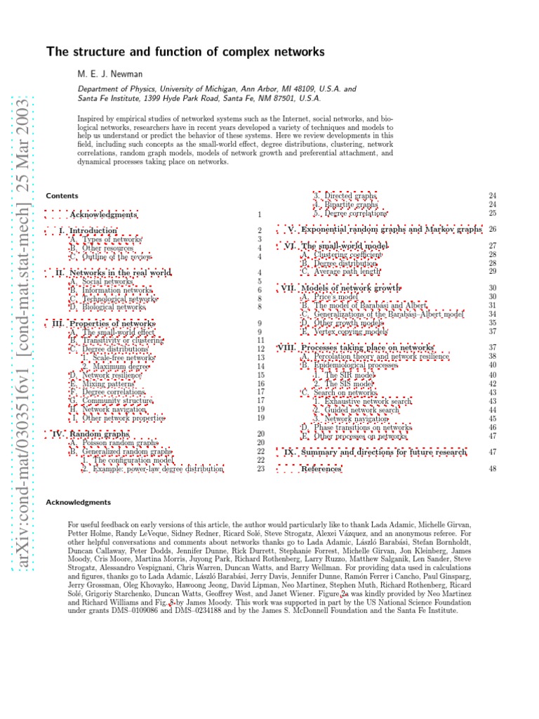The Structure and Function of Complex Networks: M. E. J. Newman | PDF ...