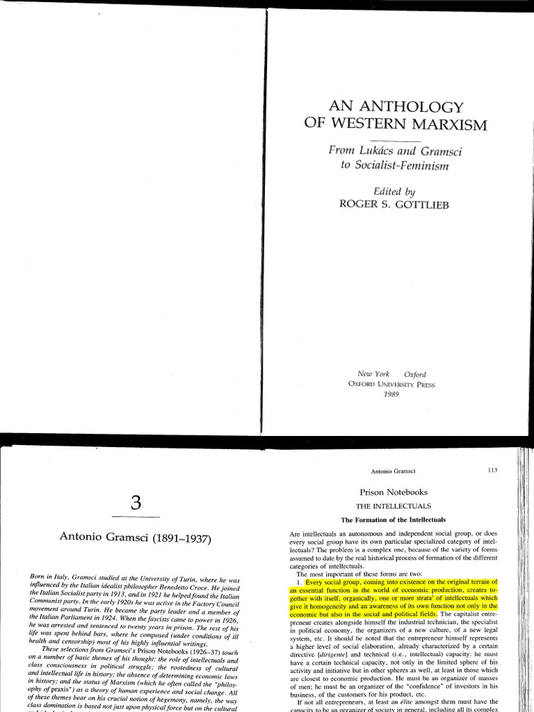 Gramsci - Prison Notebooks - Intellectuals PDF | PDF | Antonio Gramsci ...