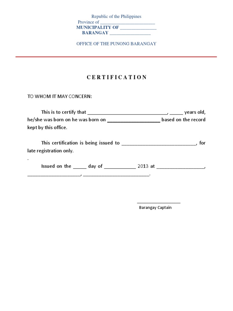 Certification of Late Registration | PDF