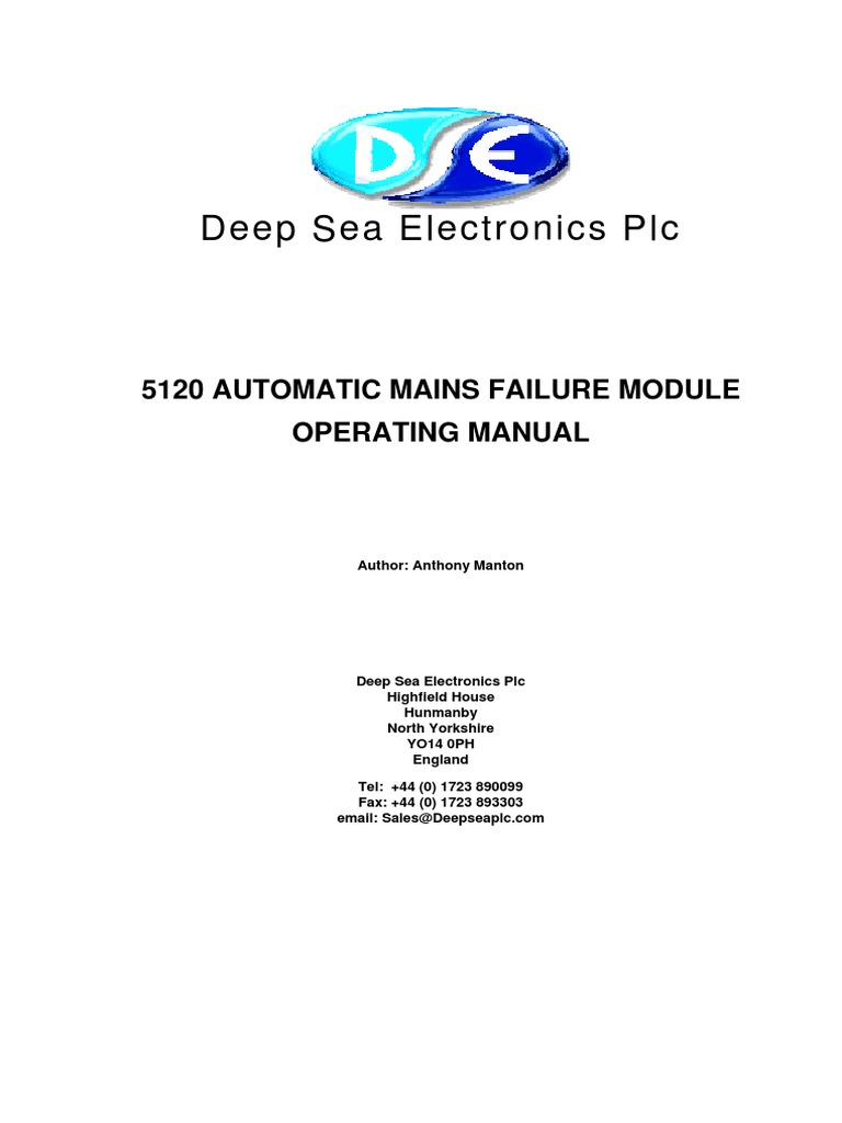 Deep Sea Electronics PLC: 5120 Automatic Mains Failure Module Operating ...