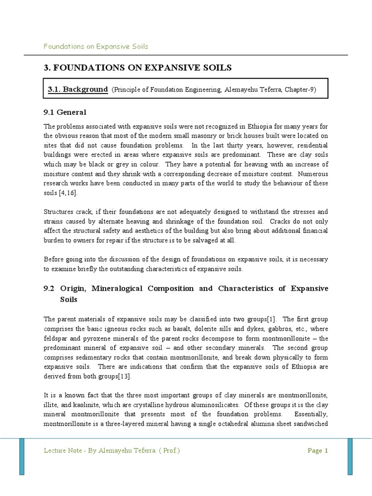 Foundations On Expansive Soils: 3.1. Background | PDF | Soil | Bending