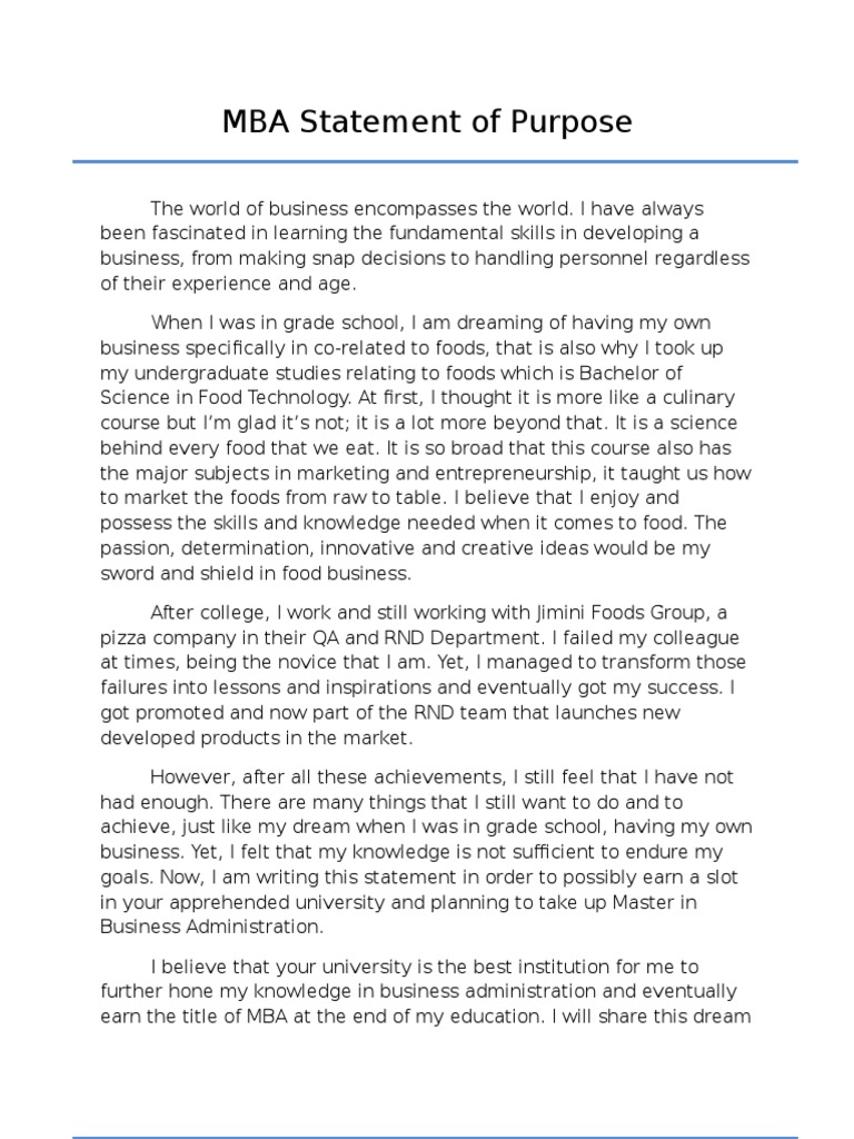 MBA Statement of Purpose | PDF