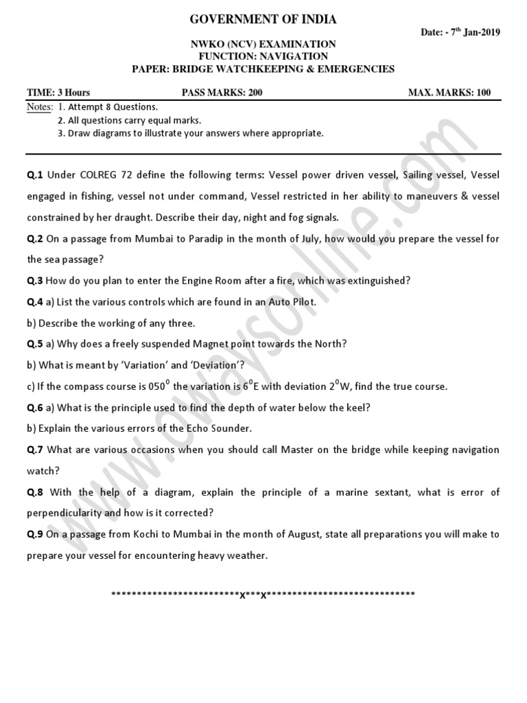 NCV NWKO Question Set Updated Till Jan19 | PDF | Navigation | Tide