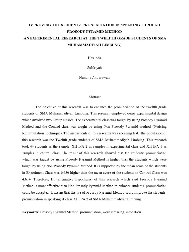 Haslinda - 10535552113 - Improving The Students' Pronunciation in ...