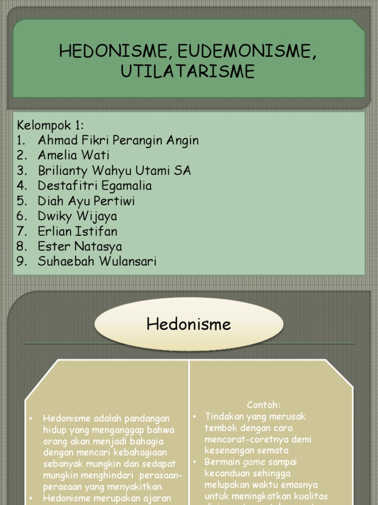 Hedonisme, Eudemonisme, Utilatarisme | PDF | Karier & Perkembangan ...