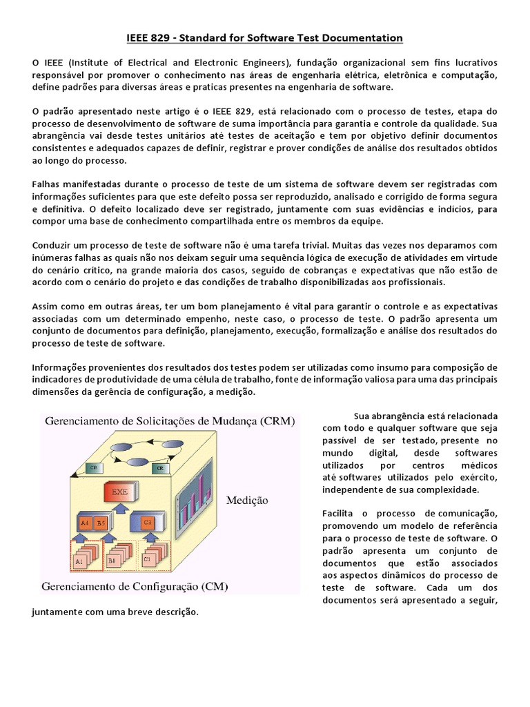 Documentação de Testes de Software Baseado No IEEE 829 | PDF | Testes ...