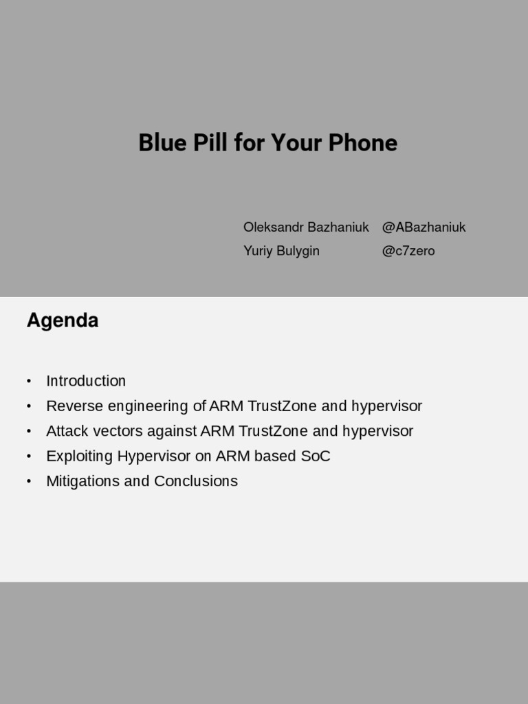 Blue Pill for Your Phone: Reverse Engineering ARM TrustZone and ...