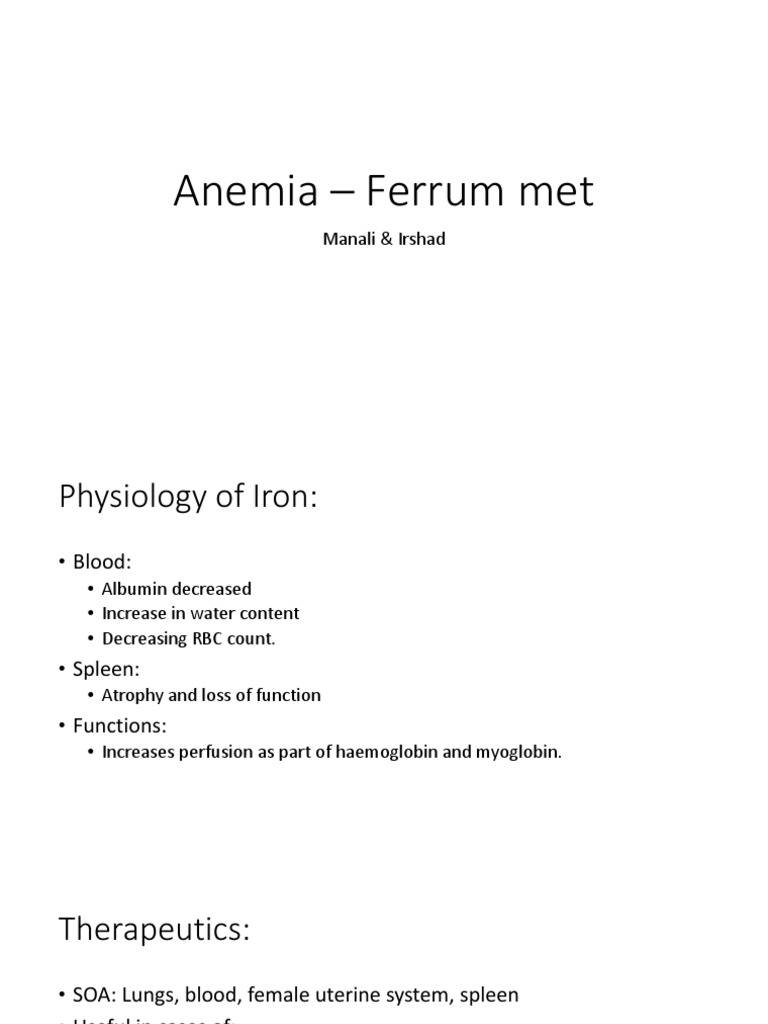 Anemia - Ferrum Met | PDF | Anemia | Menstruation
