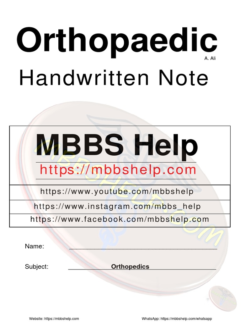 Handwritten Note: Orthopaedic | PDF | Surgical Specialties | Surgery