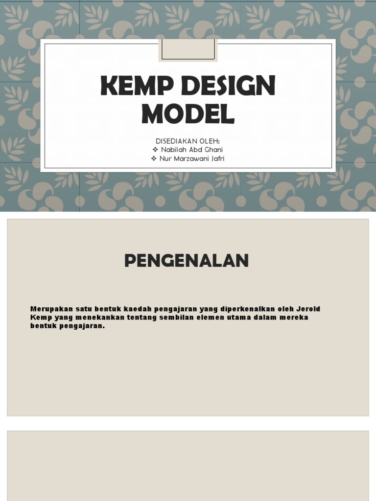 KEMP'S INSTRUCTIONAL DESIGN MODEL | PDF