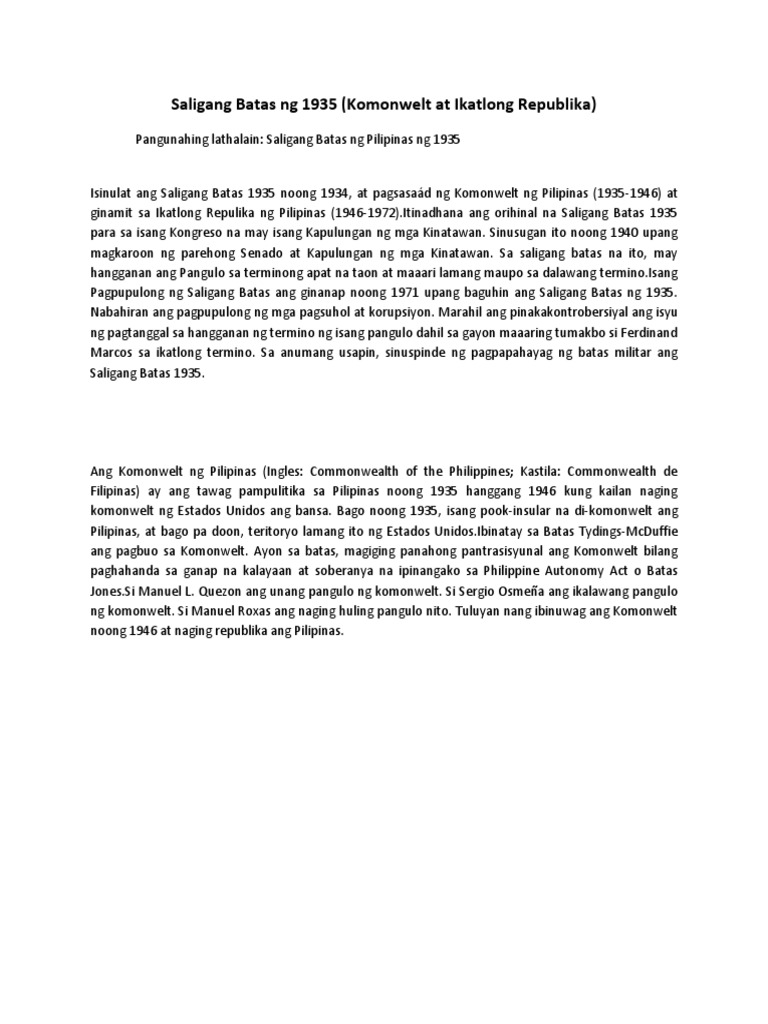 Saligang Batas NG 1935 | PDF