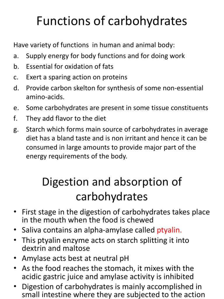 The Role and Functions of Carbohydrates in the Human Body | PDF ...