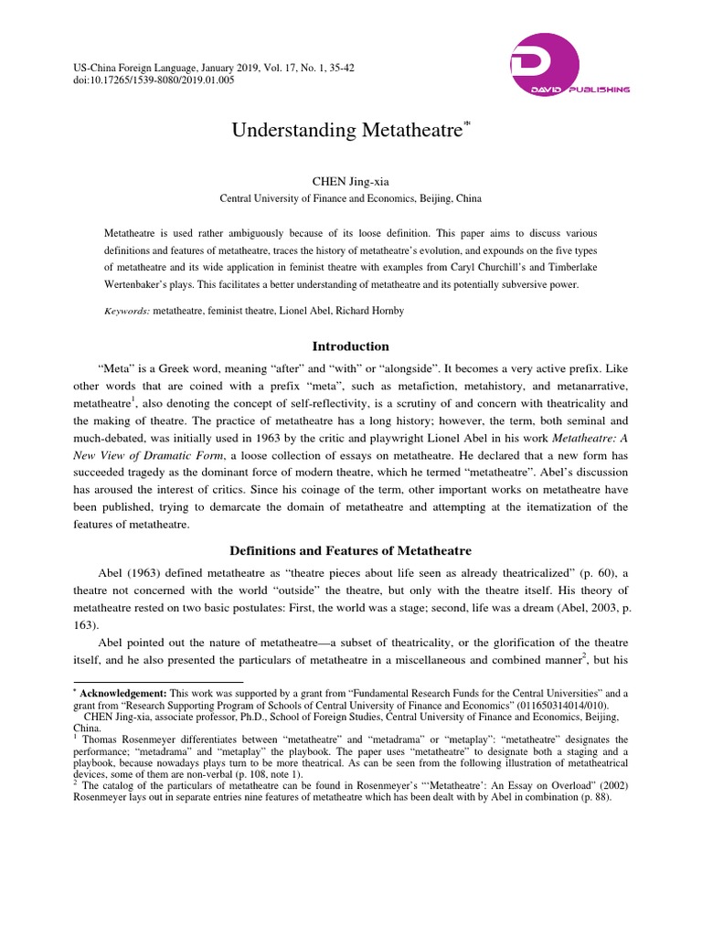 Metatheatre | Download Free PDF | Play (Theatre) | Theatre