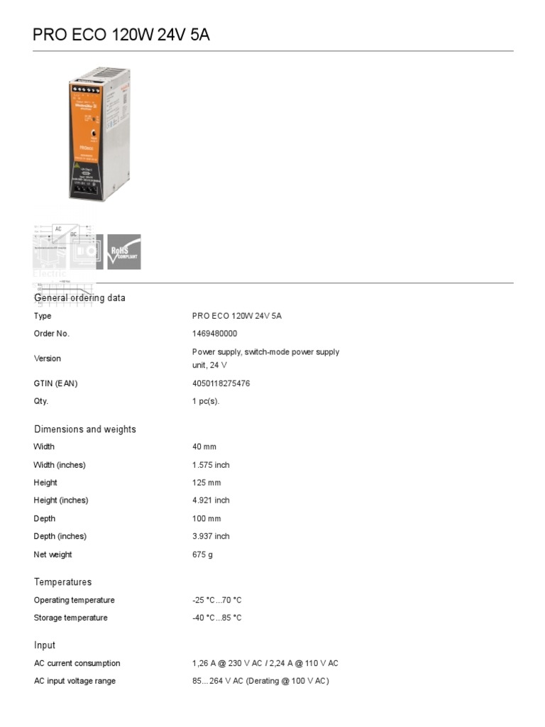 Power Supply Pro Eco 120W 24V 5a PDF | PDF | Power Supply | Electrical ...