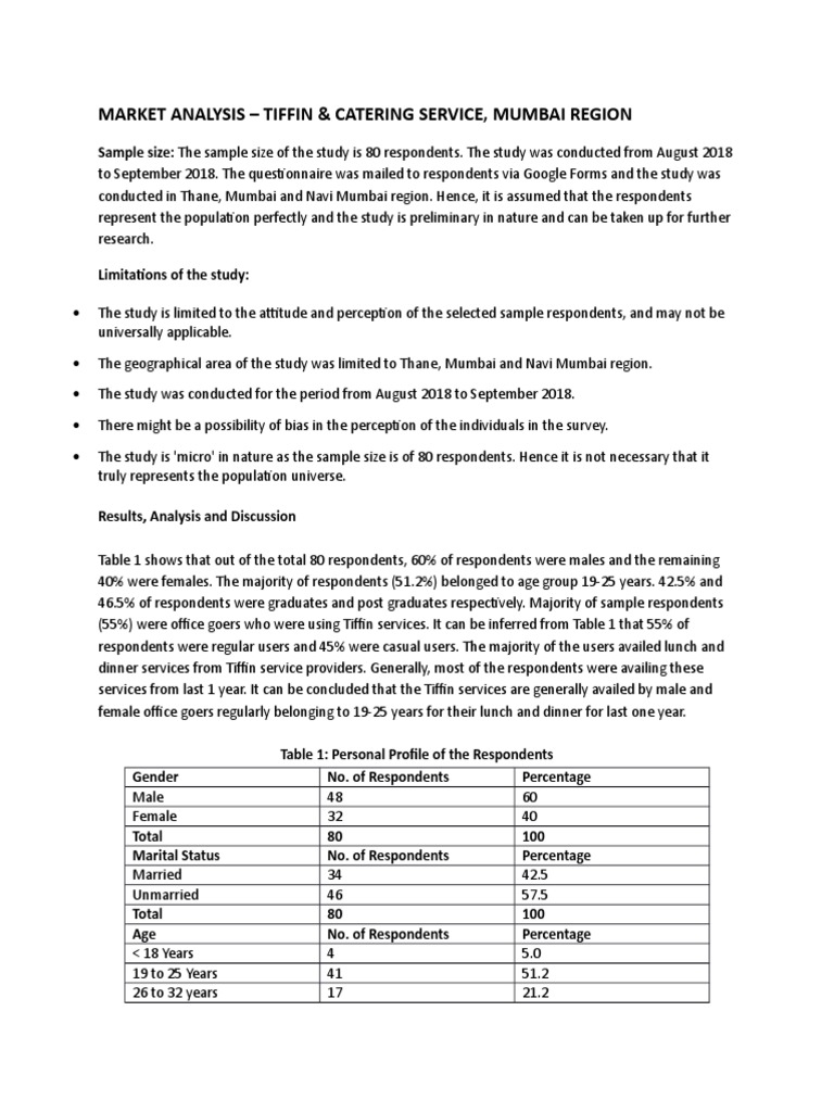 Market Analysis - Tiffin & Catering Service, Mumbai Region | PDF | Meal ...