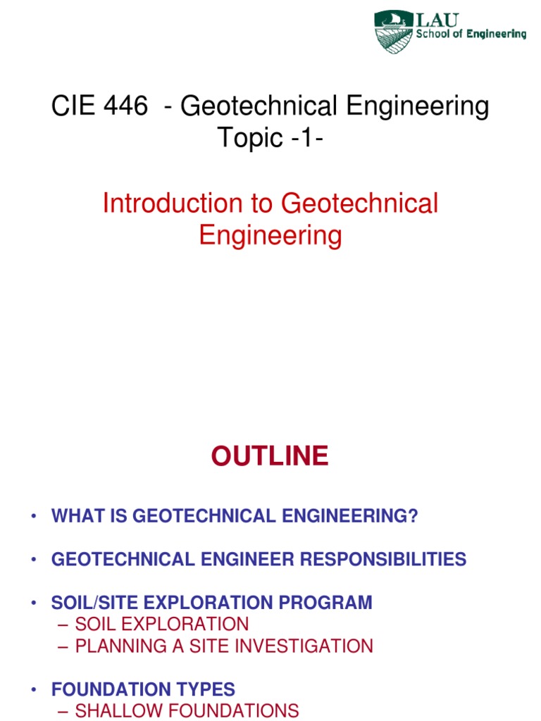 Topic 1 - Introduction To Geotechnical Engineering | PDF | Deep ...