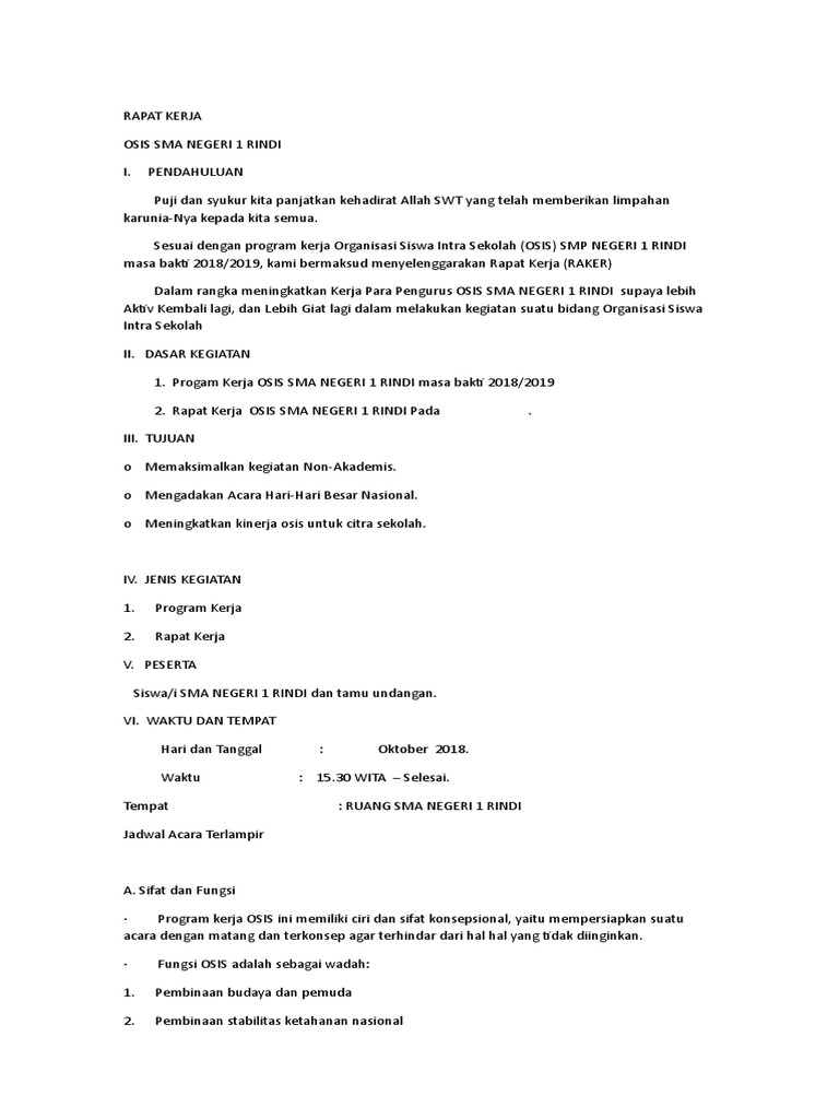 Rapat Kerja Osis Smanri 18 | PDF