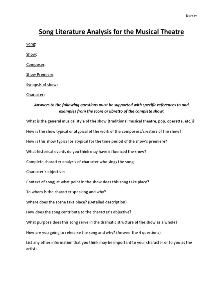 Song Dossier Template 2018 | PDF