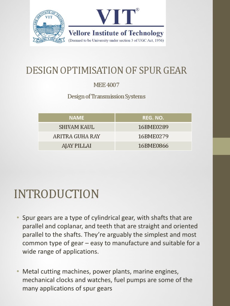 Design Optimisation of Spur Gear - Review1 | Download Free PDF | Gear ...