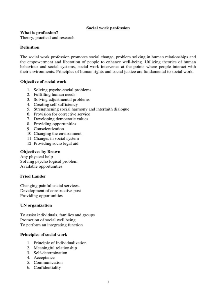 Objective of Social Work | PDF | Social Work | Society