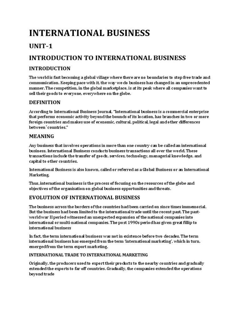 International Business Final Notes | PDF | Franchising | International ...