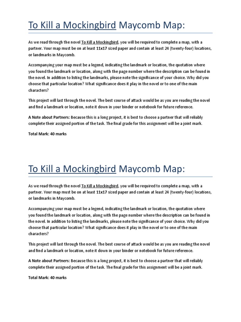 Maycomb Map Project Guide | PDF