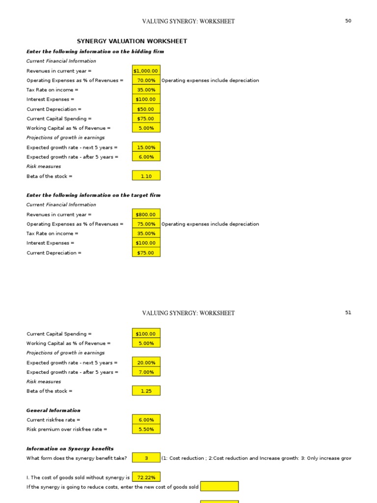 Synergy Valuation | PDF | Revenue | Expense