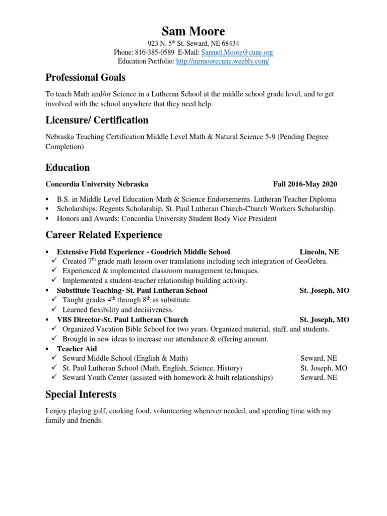 Offical Resume | PDF | Middle Schools | Teachers