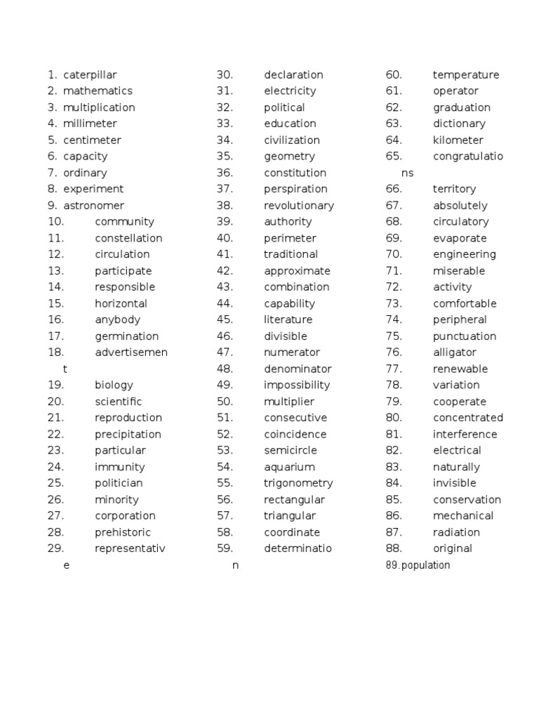 4 and 5 Syllable Words | PDF