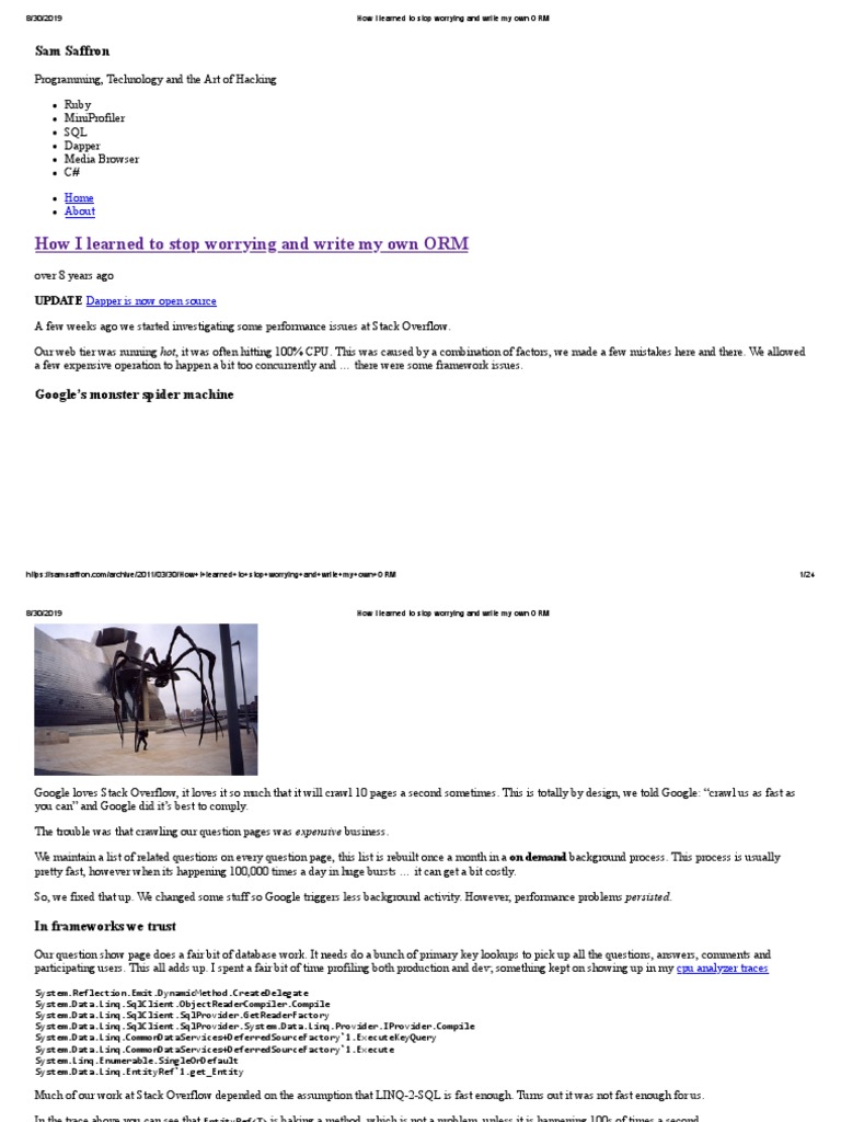 How I Learned To Stop Worrying and Write My Own ORM | PDF | Language ...